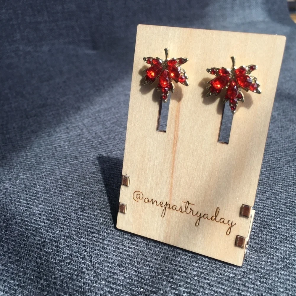 Jewelry | Rhinestone Maple Leaf Stud Fashion Earrings Red Orange | Poshmark